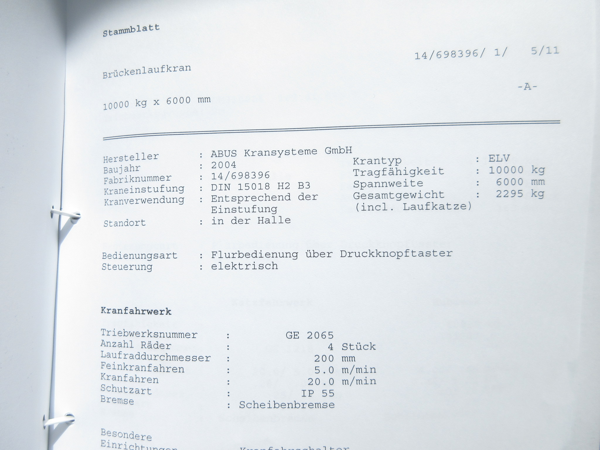 ABUS Portalkran Brückenkran Kran Kranhimmel Hallenkran Kranbahn 10000Kg ...